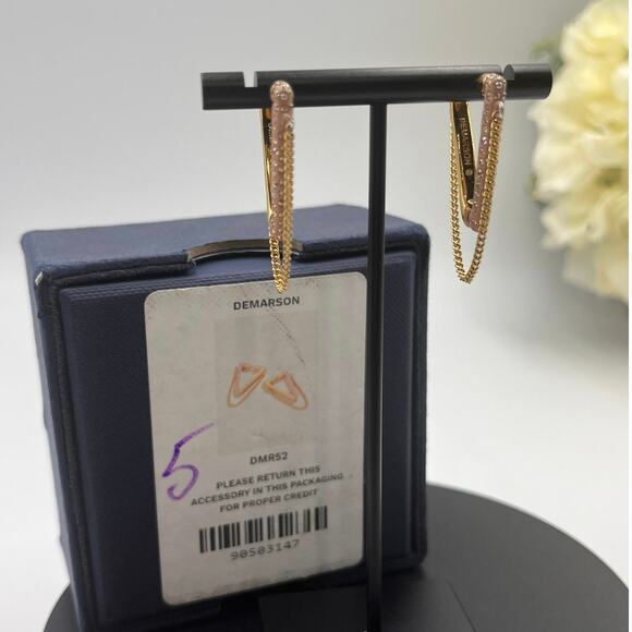 Demarson | Jewelry | Demarson Pink Nude Enamel Pave Mini Vera Hoop ...
